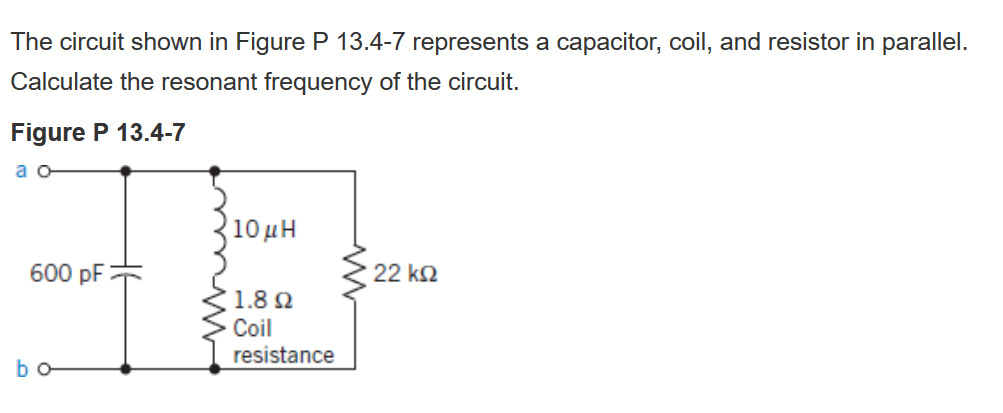 Solved The circuit shown in Figure P 13.4-7 represents a | Chegg.com