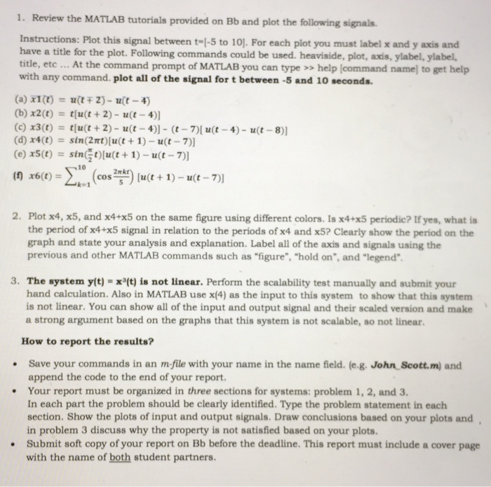 Solved Review the MATLAB tutorials provided on Bb and plot | Chegg.com