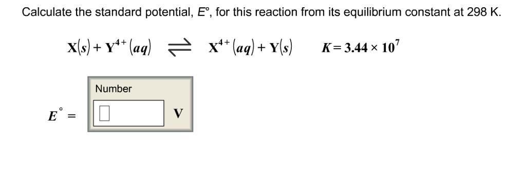 Solved Calculate the standard potential, E°, for this | Chegg.com