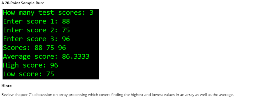 Solved Estscores Class Write A Class Named Testscores This