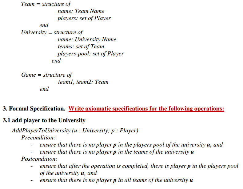 Solved Team = structure of name: Team Name players: set of | Chegg.com