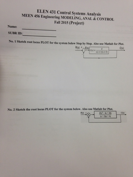 Solved No. 1 Sketch root locus PLOT for the system below | Chegg.com