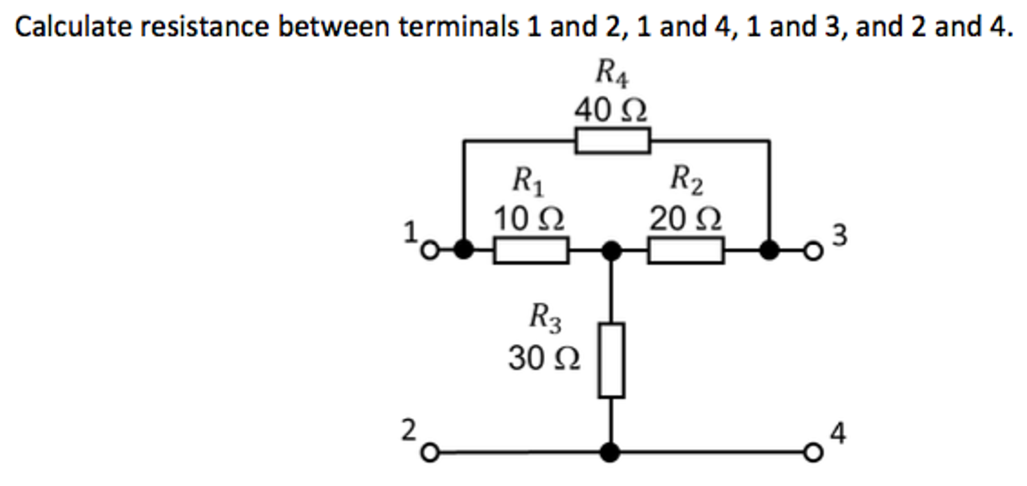 Solved Calculate the resistance between terminals 1 and 2, 1 | Chegg.com