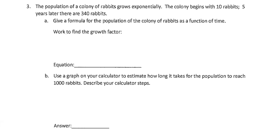 Solved The population of a colony of rabbits grows | Chegg.com