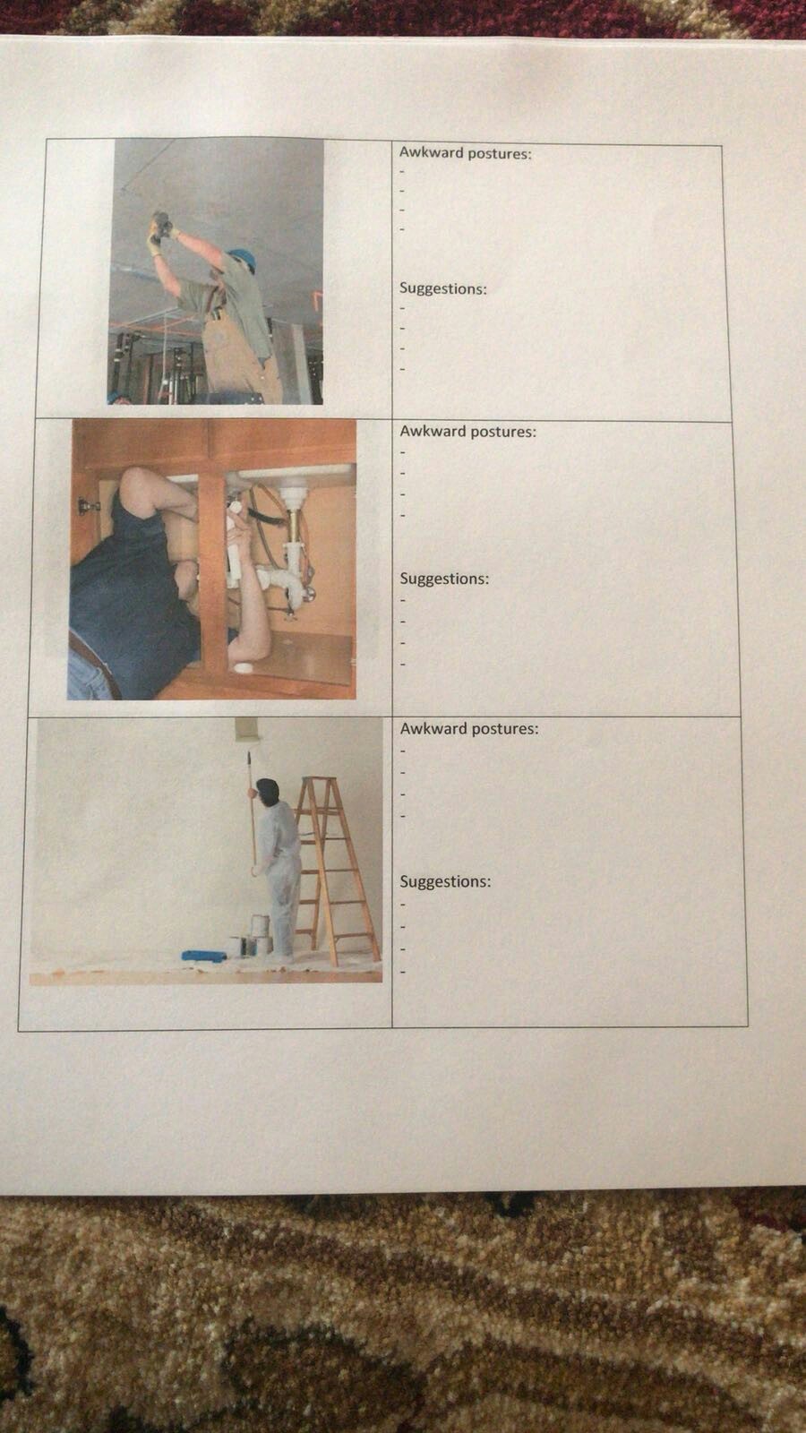 Solved List the major awkward postures for each picture | Chegg.com