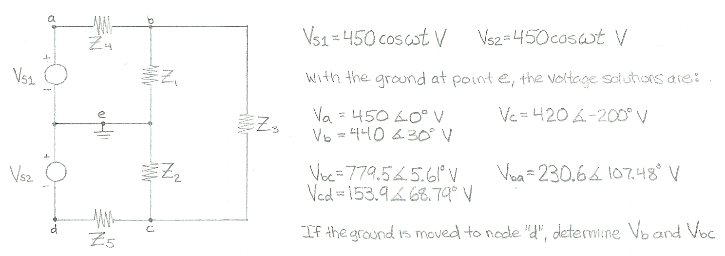 Solved AC Circuit Problem - Impedance With the ground at | Chegg.com