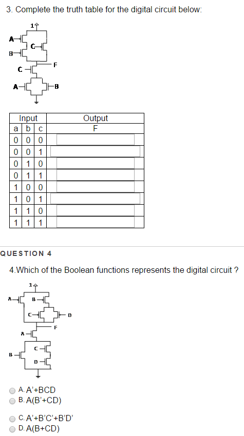 Solved Complete the truth table for the digital circuit | Chegg.com