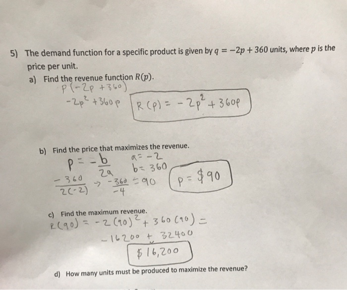 Solved The demand function for a specific product is given | Chegg.com