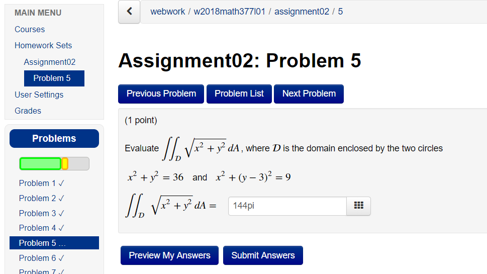 Solved Kwebwork / w2018math377101 / assignment02 5 MAIN MENU | Chegg.com