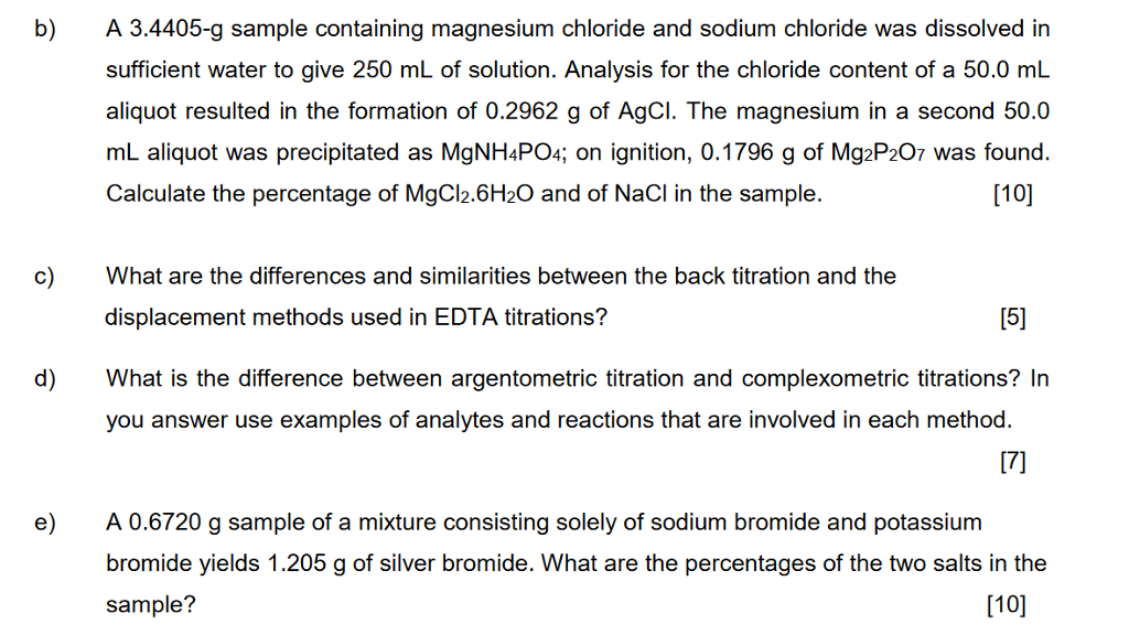 Solved A 3.4405-g sample containing magnesium chloride and | Chegg.com