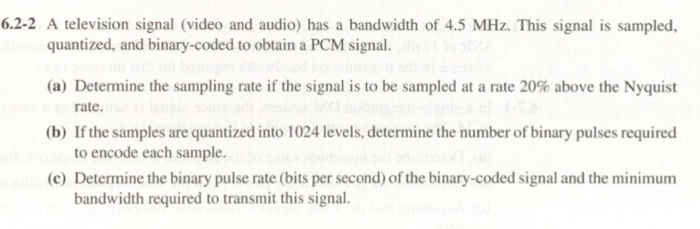 Solved A television signal (video and audio) has a bandwidth | Chegg.com