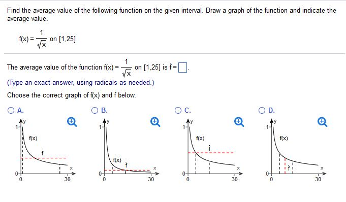 Solved Find the average value of the following function on | Chegg.com