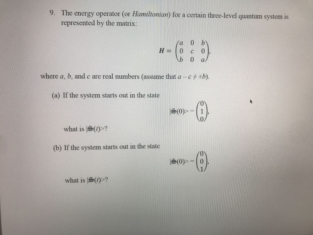 Solved The energy operator (or Hamiltonian) for a certain | Chegg.com