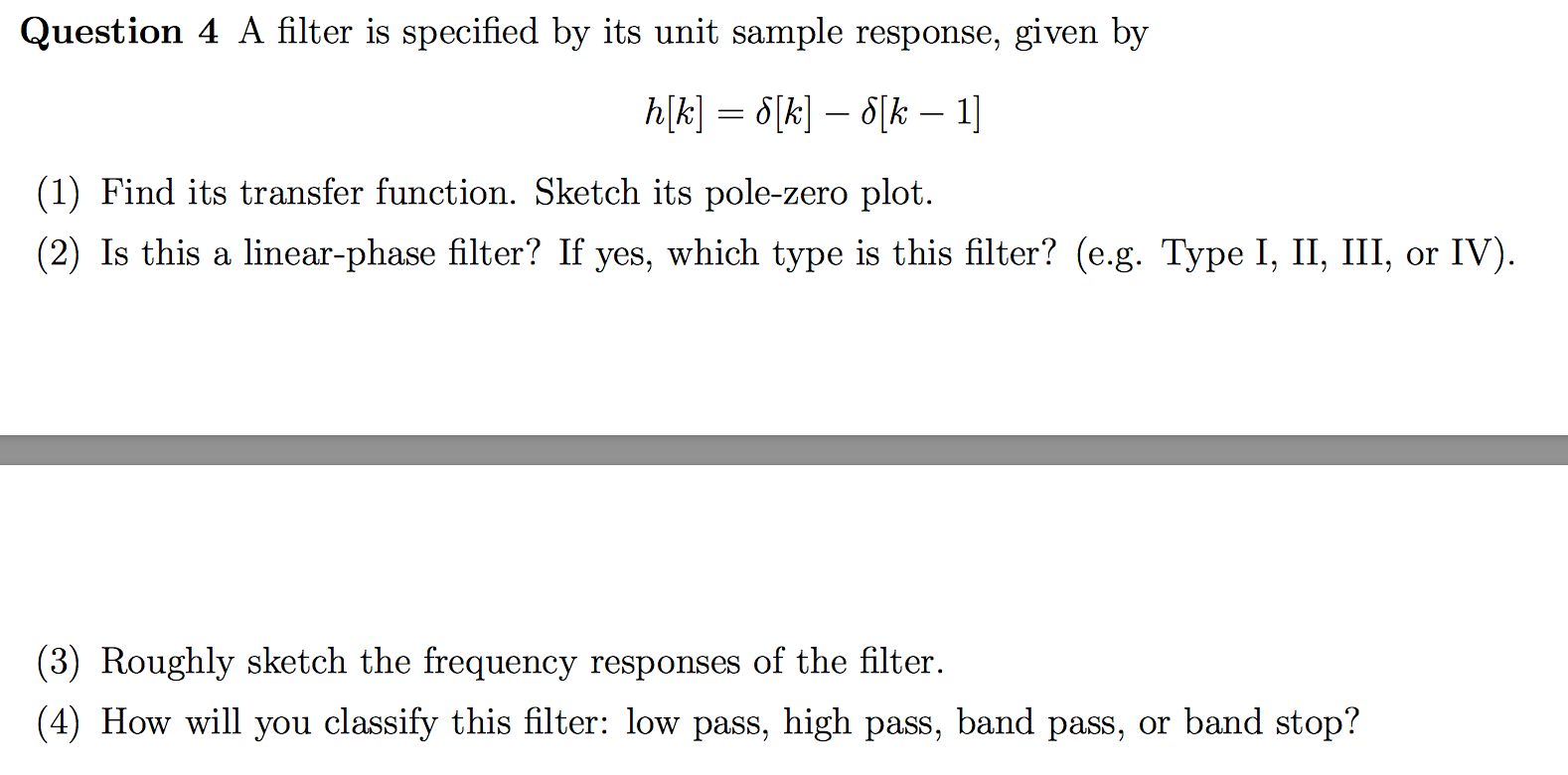 Solved A filter is specified by its unit sample response, | Chegg.com