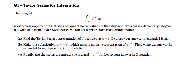 Solved Taylor Series for Integration The integral | Chegg.com