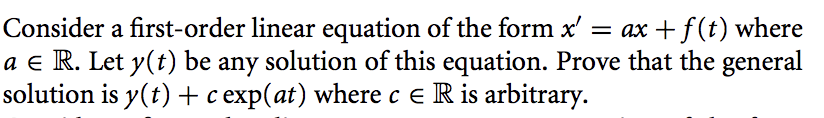 Solved Consider a first-order linear equation of the form x | Chegg.com