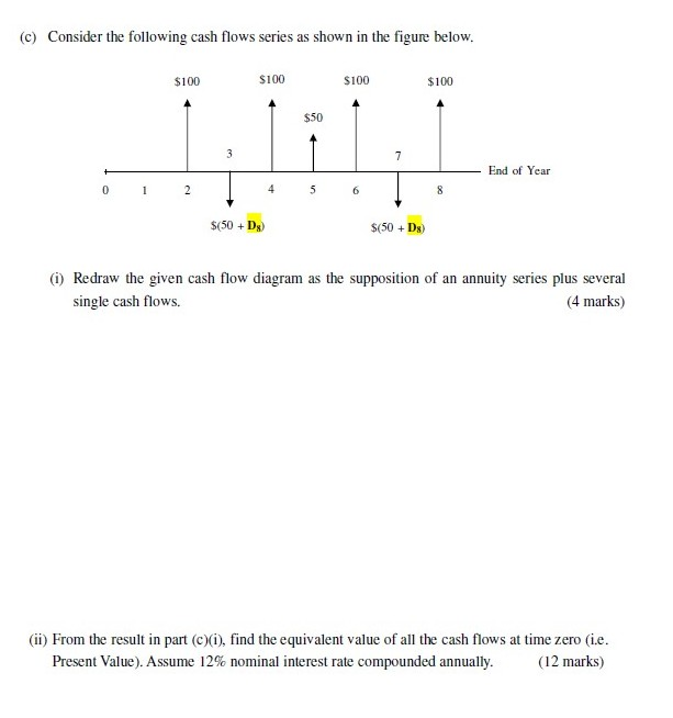 Solved Consider the following cash flows series as shown in | Chegg.com