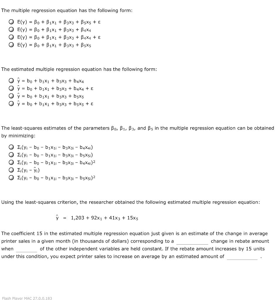 Solved 1. Multiple regression model and the least-squares | Chegg.com