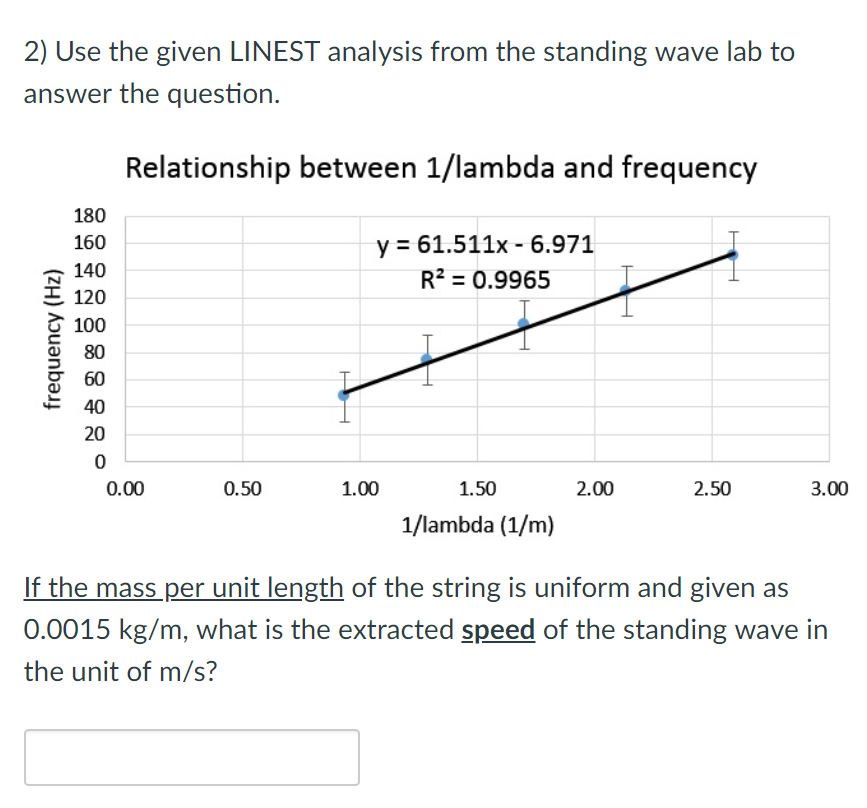Solved 2) Use the given LINEST analysis from the standing | Chegg.com