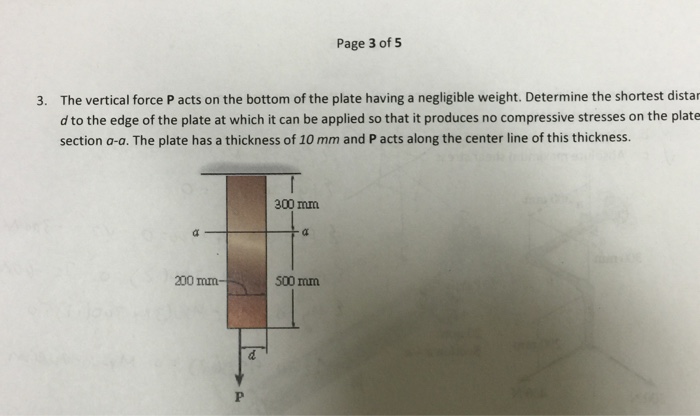 Solved The vertical force P acts on the bottom of the plate | Chegg.com