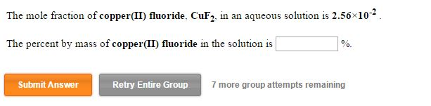 Solved The mole fraction of copper(II) fluoride. CuF_2. in | Chegg.com
