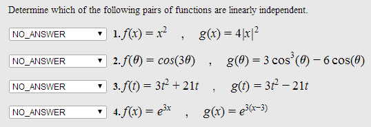 Solved Determine which of the following pairs of functions | Chegg.com