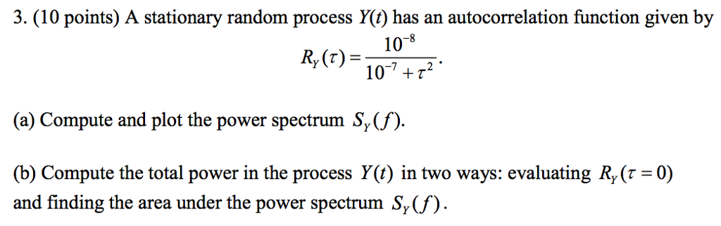 Solved A stationary random process Y(t) has an | Chegg.com