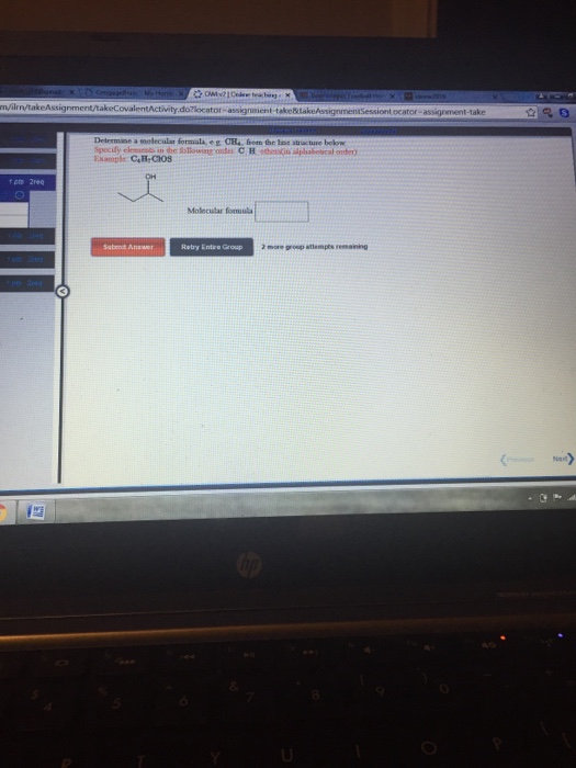 Solved Determine A Molecular Formula E G Ch 4 From The Line