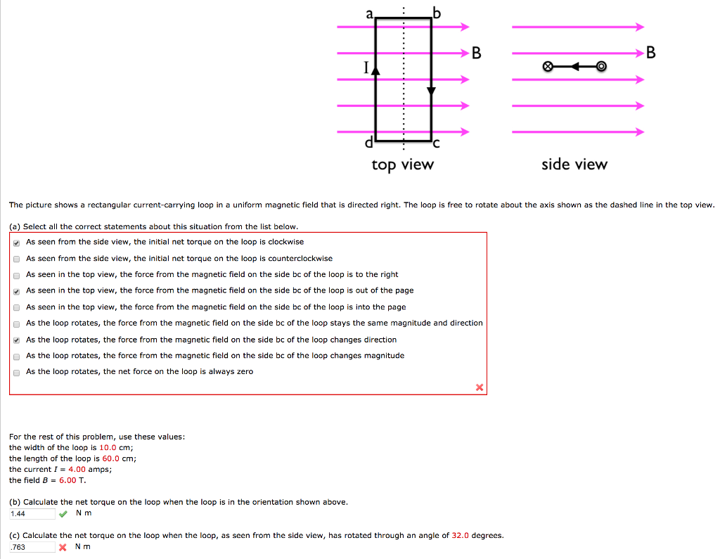 Solved The picture shows a rectangular current-carrying loop | Chegg.com