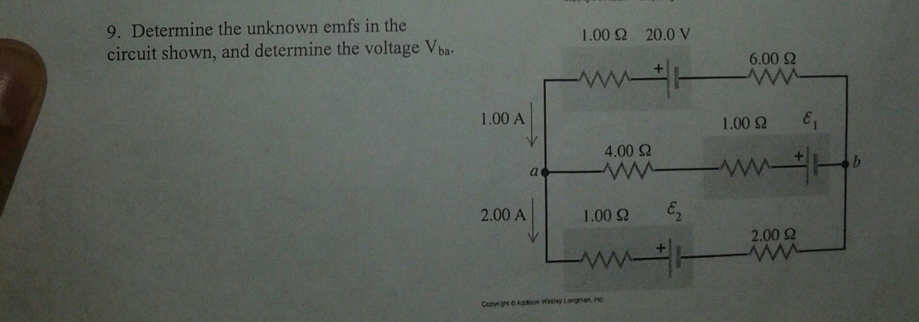 Solved 9. Determine the unknown emfs in the circuit shown, | Chegg.com