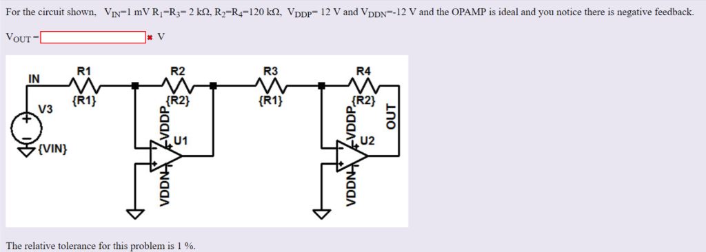 Solved For the circuit shown, VIN I mV Ri R3 2 kQ. R R4 120 | Chegg.com