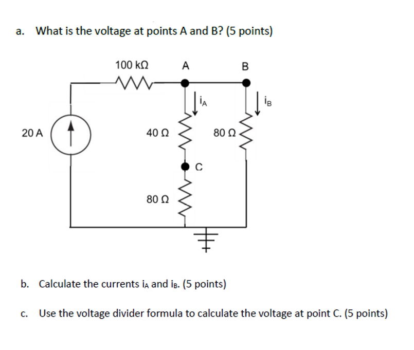 Solved What is the voltage at points A and B? Calculate the | Chegg.com