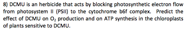 Solved DCMU is an herbicide that acts by blocking | Chegg.com