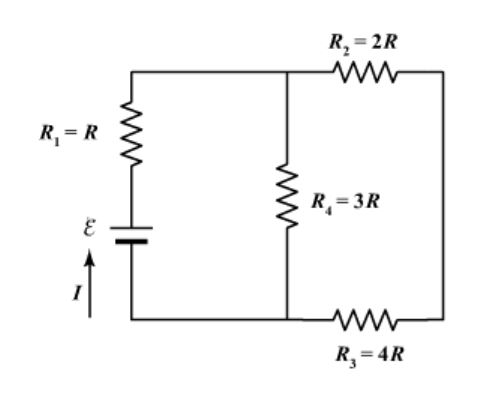Solved Four resistors are connected to a battery as shown | Chegg.com