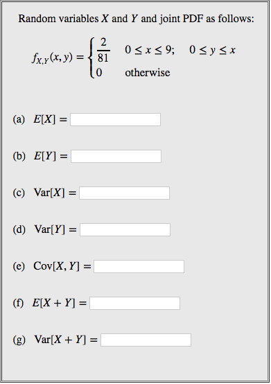 Solved Random variables X and Y and joint PDF as follows: | Chegg.com