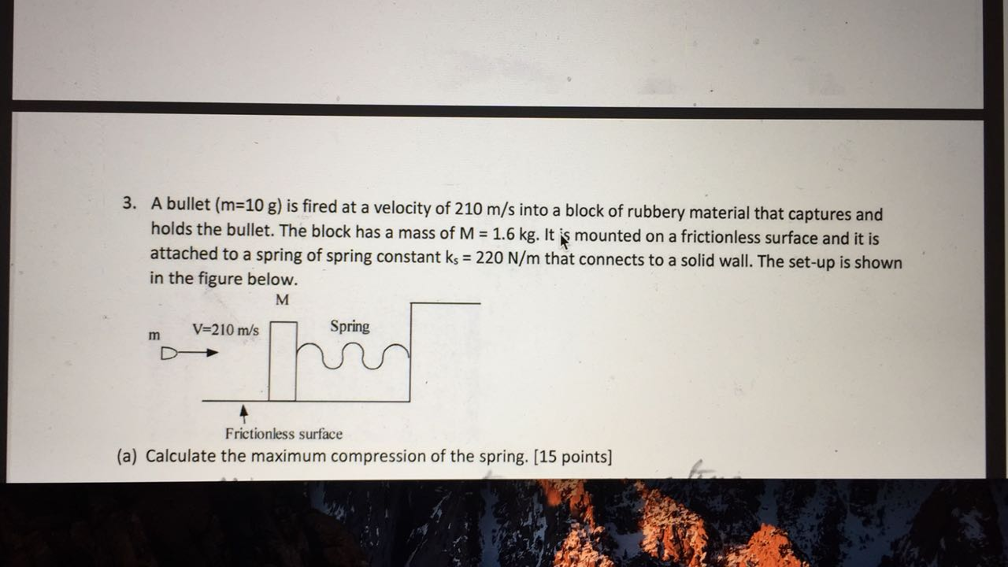 Solved A bullet (m-10 g) is fired at a velocity of 210 m/s | Chegg.com