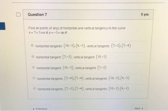 Solved Find all points (if any) of horizontal and vertical | Chegg.com