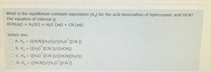 Solved What is the equilibrium constant expression (K_a) for | Chegg.com