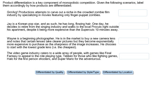 Solved Product differentiation is a key component of | Chegg.com