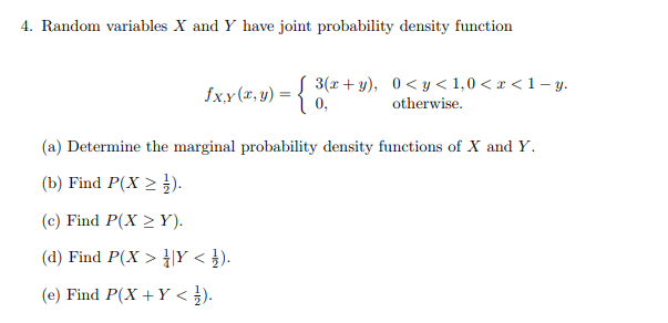 Solved 4. Random variables X and Y have joint probability | Chegg.com