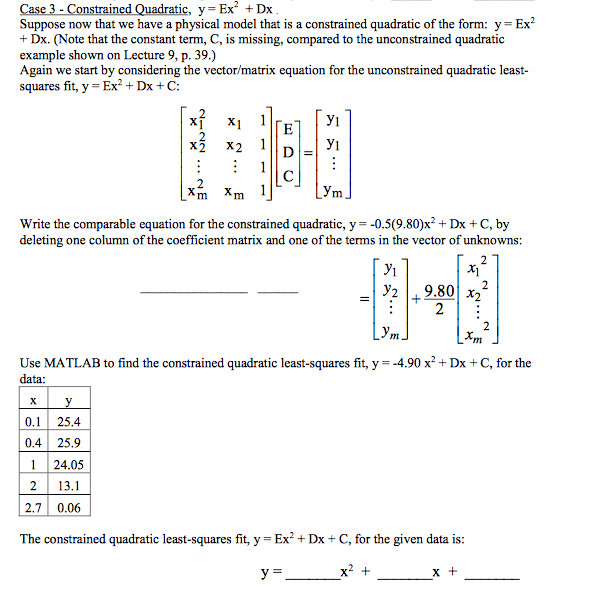 Solved Constrained Quadratic, y = Ex^2 + Dx. Suppose now | Chegg.com