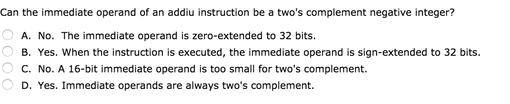Solved Can the immediate operand of an addiu instruction be | Chegg.com