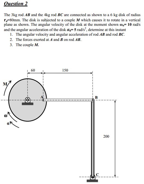 Solved Question 2 The 3kg rod AB and the 4kg rod BC are | Chegg.com