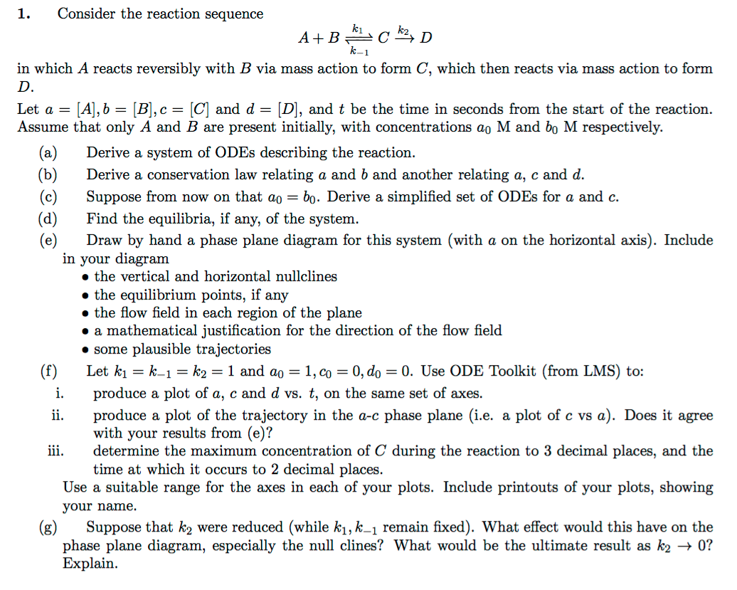 Consider the reaction sequence A + B C rightarrow D | Chegg.com