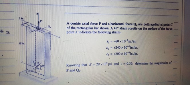 Solved l in A centric axial force P and a horizontal force | Chegg.com