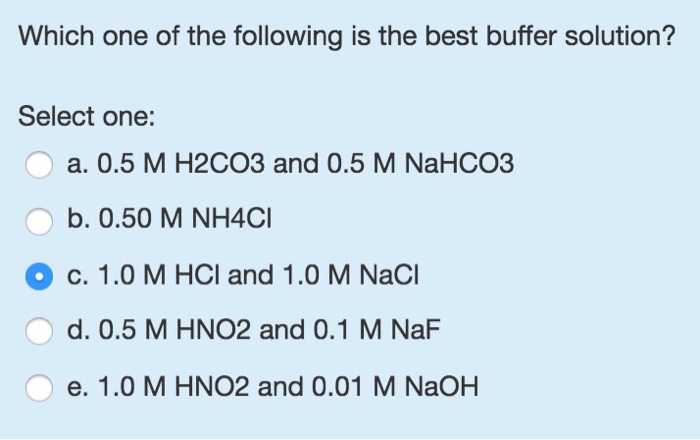 Solved Which one of the following is the best buffer | Chegg.com