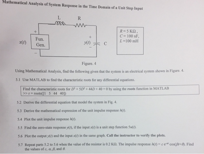 Solved Mathematical Analysis of System Response in the Time | Chegg.com