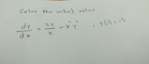 Solved Solve the initial value dy/dx = 2y/x - x^2 y^2, y(1) | Chegg.com