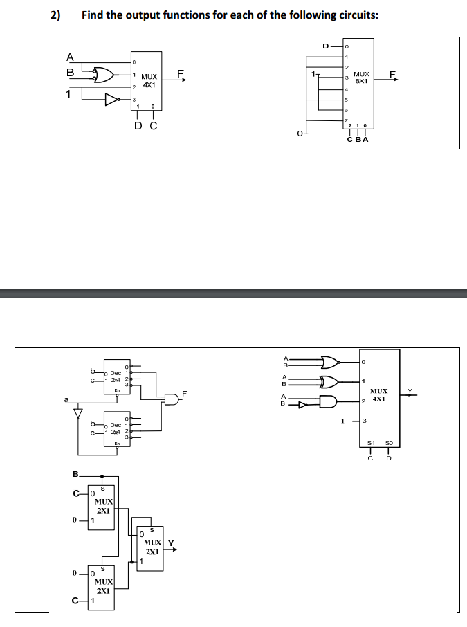 Solved Find the output functions for each of the following | Chegg.com