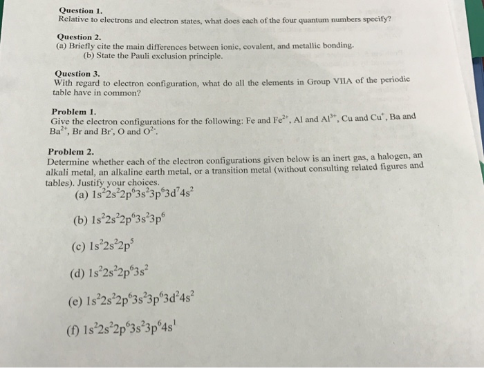 Solved Question 1. Relative to electrons and electron | Chegg.com